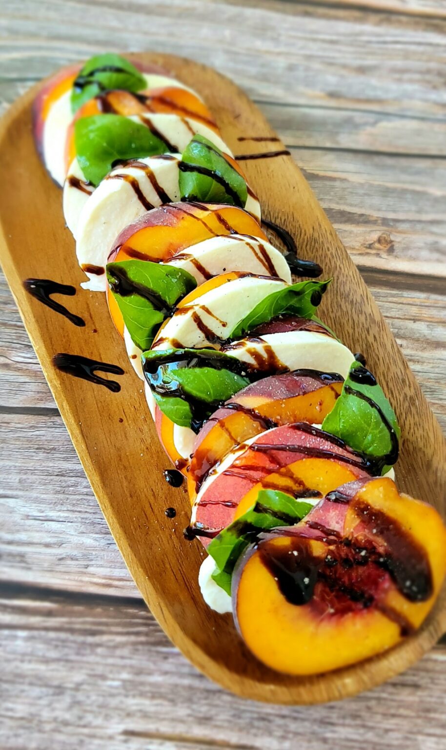 Fresh Peaches and Mozzarella with Balsamic Drizzle - Jamie Cooks It Up