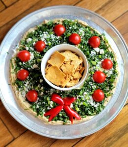 Hummus Wreath | Holiday Appetizer Recipe - Jamie Cooks It Up