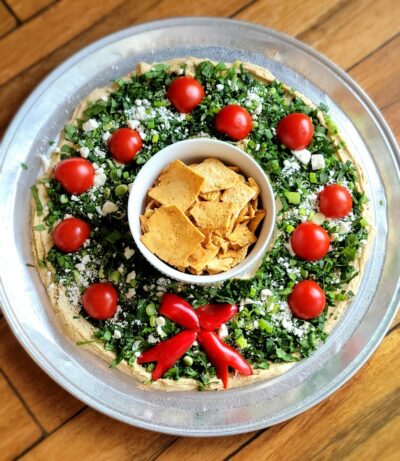 Hummus Wreath | Holiday Appetizer Recipe - Jamie Cooks It Up