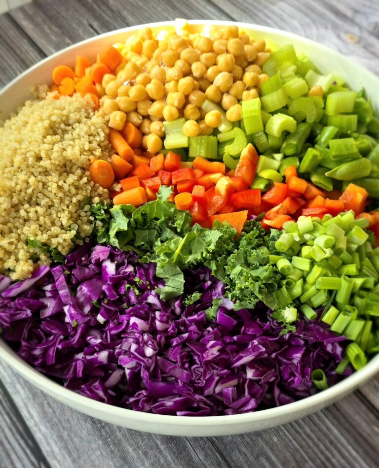 Rainbow Crunch Salad with Creamy Sesame Peanut Dressing - Jamie Cooks It Up